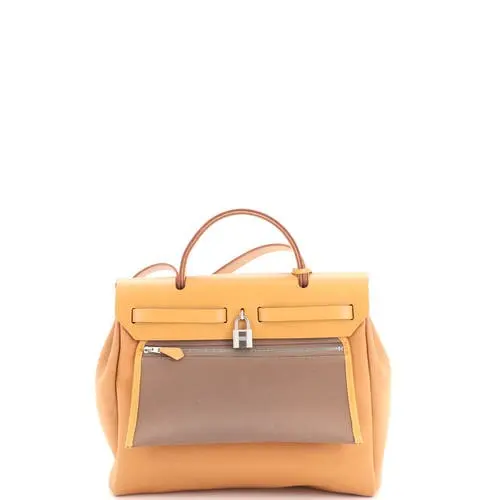 Hermès Herbag Zip Verso Leather And Toile 31