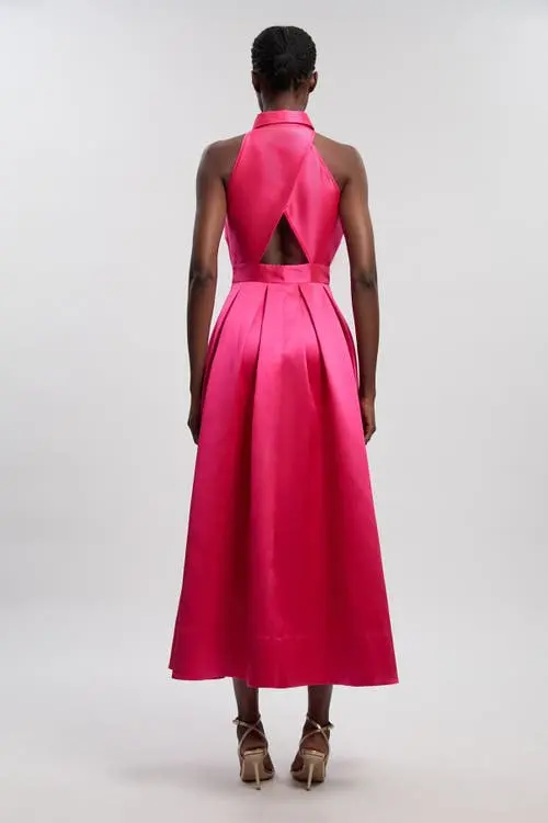 Karen Millen Collared Maxi Dress - Fuchsia