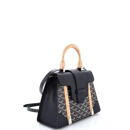 Goyard Saigon Top Handle Bag Coated Canvas With Leather Pm