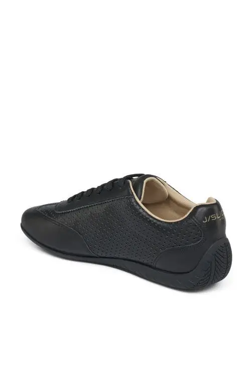 J/SLIDES NYC Mary Perforated Leather Sneakers - Black