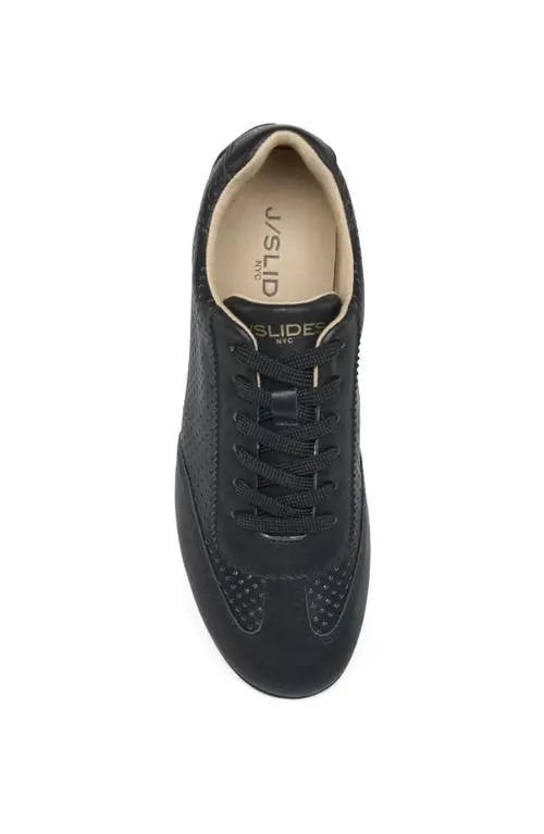 J/SLIDES NYC Mary Perforated Leather Sneakers - Black