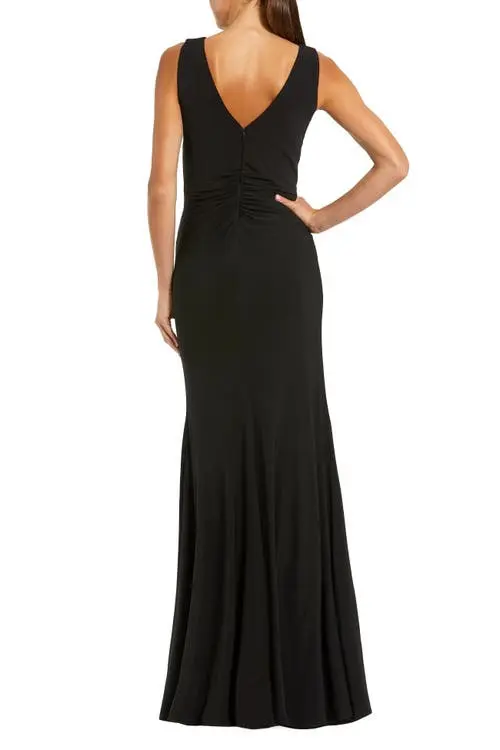Mac Duggal Sleeveless Jersey Gown With 3d Floral Detail