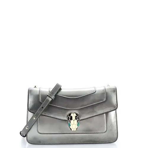 BVLGARI Serpenti Forever Shoulder Bag Metallic Leather Small - Metallic Silver