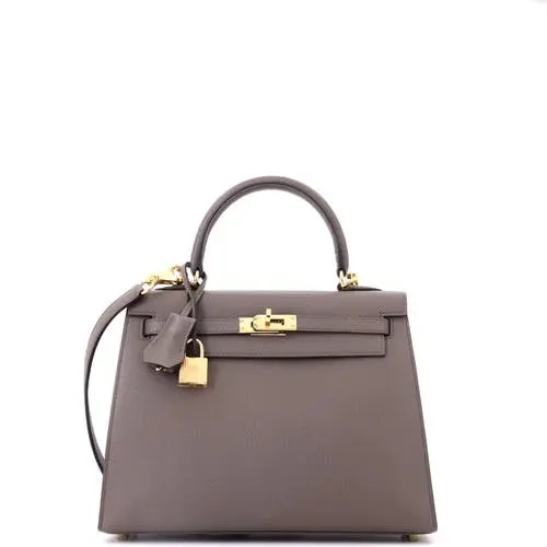 Hermès Kelly Handbag Epsom With Gold Hardware 25 - Grey