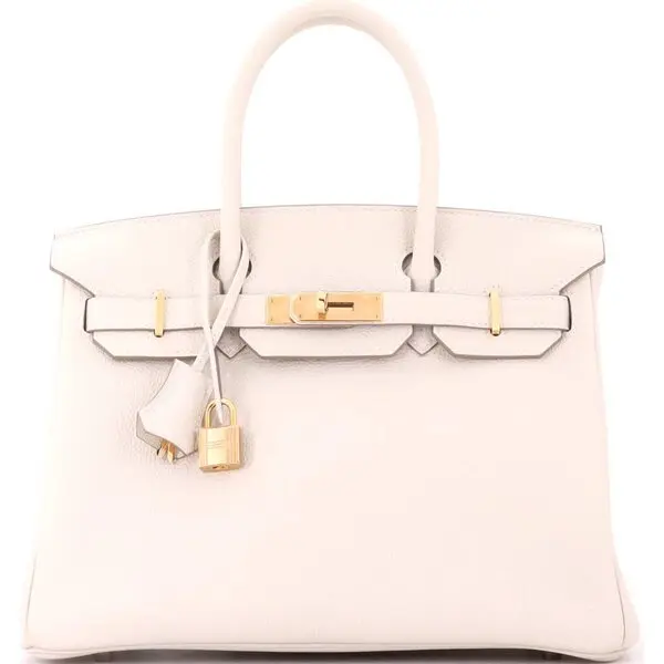 Hermès Birkin Handbag Light Togo With Gold Hardware 30 - White