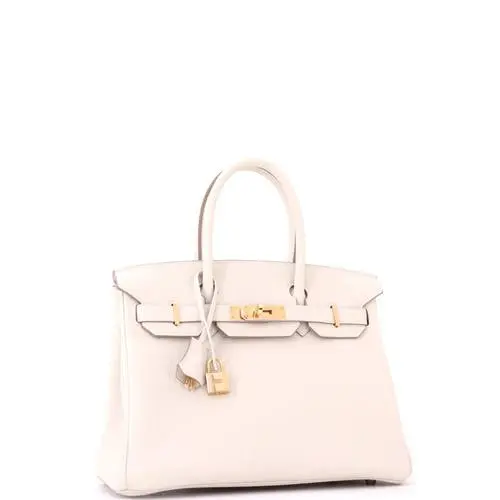 Hermès Birkin Handbag Light Togo With Gold Hardware 30 - White