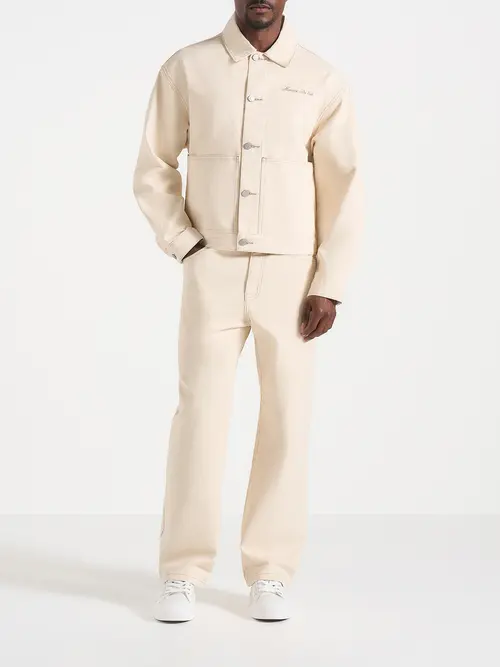 Manière De Voir Damien Boxy Fit Denim Jacket - Cream