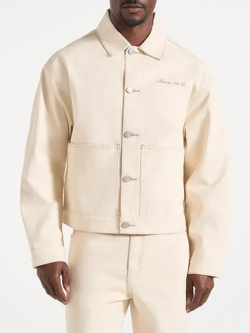 Manière De Voir Damien Boxy Fit Denim Jacket - Cream