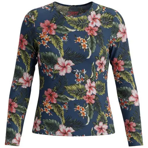 24/7 Ladies' Floral Print Long Sleeve Tee - Dark Denim