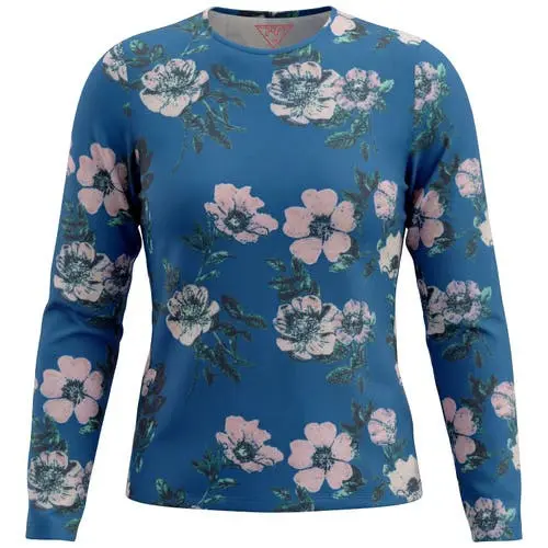 24/7 Long Sleeve Round Neck Knit Tee - Teal