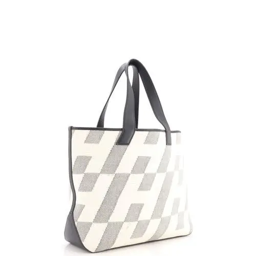 Hermès Cabas H En Biais Tote Canvas With Leather 40