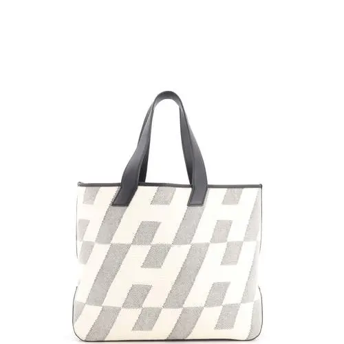 Hermès Cabas H En Biais Tote Canvas With Leather 40