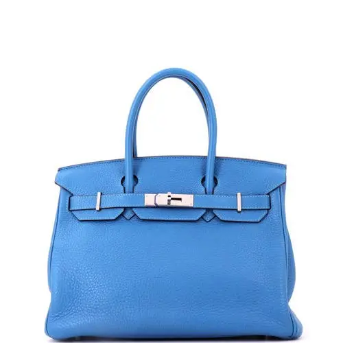 Hermès Birkin Handbag Clemence With Palladium Hardware 30 - Blue