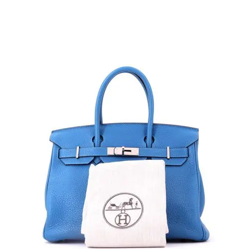 Hermès Birkin Handbag Clemence With Palladium Hardware 30 - Blue
