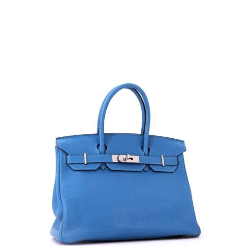 Hermès Birkin Handbag Clemence With Palladium Hardware 30 - Blue
