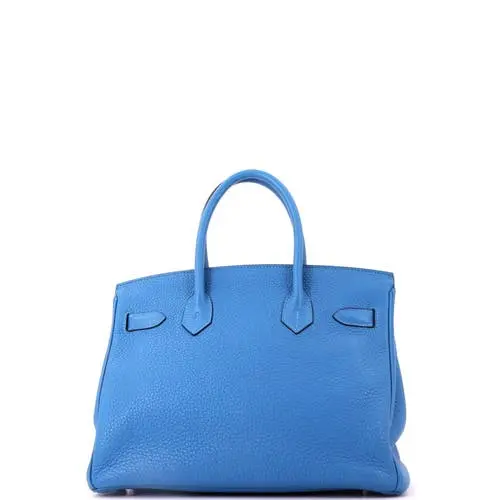 Hermès Birkin Handbag Clemence With Palladium Hardware 30 - Blue