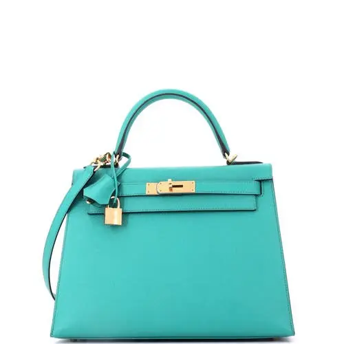 Hermès Kelly Handbag Epsom With Gold Hardware 28 - Blue
