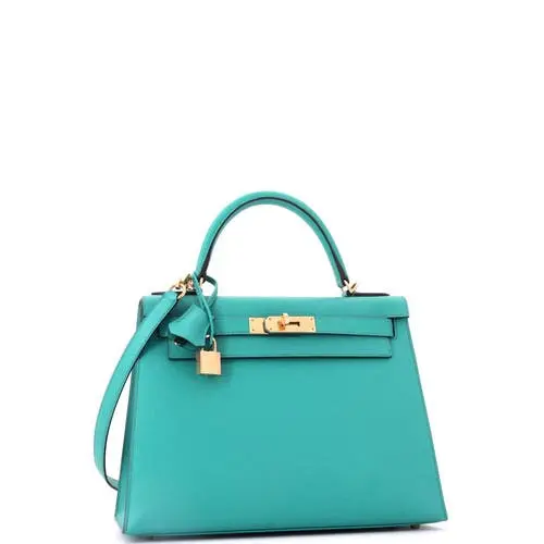 Hermès Kelly Handbag Epsom With Gold Hardware 28 - Blue