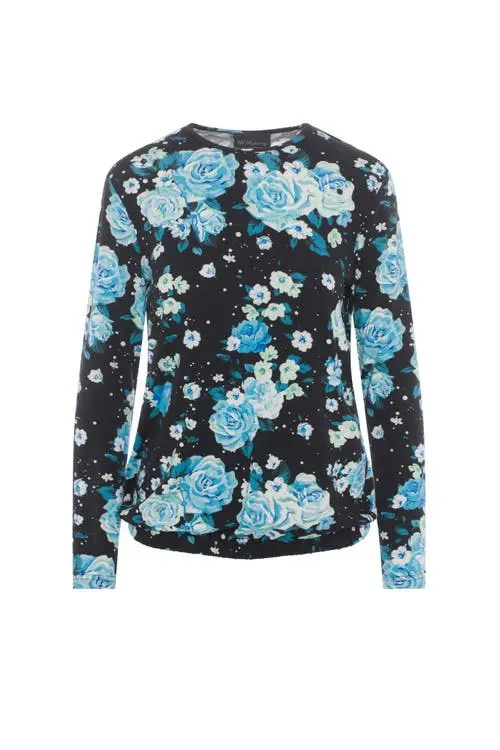 Mcm Maternity Bubble Hem Long Sleeve Tee - Black/blue