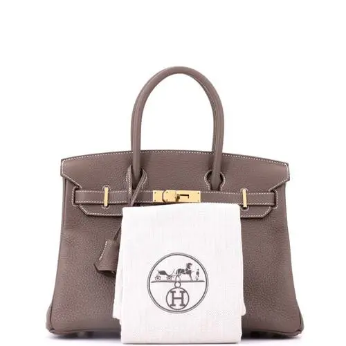 Hermès Birkin Handbag Clemence With Gold Hardware 30
