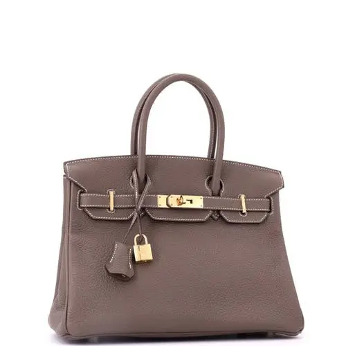 Hermès Birkin Handbag Clemence With Gold Hardware 30
