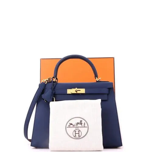 Hermès Kelly Handbag Epsom With Gold Hardware 28 - Blue