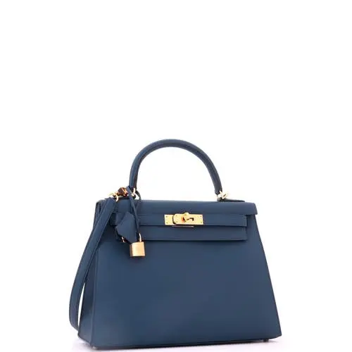 Hermès Kelly Handbag Epsom With Gold Hardware 28 - Blue