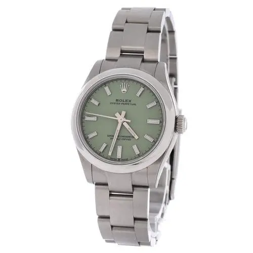 ROLEX Oyster Perpetual Pistachio Green Automatic Watch Stainless Steel 31