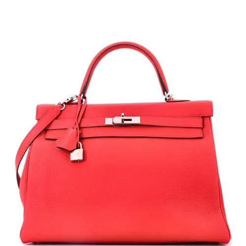Hermès Kelly Handbag Togo With Palladium Hardware 35 - Red