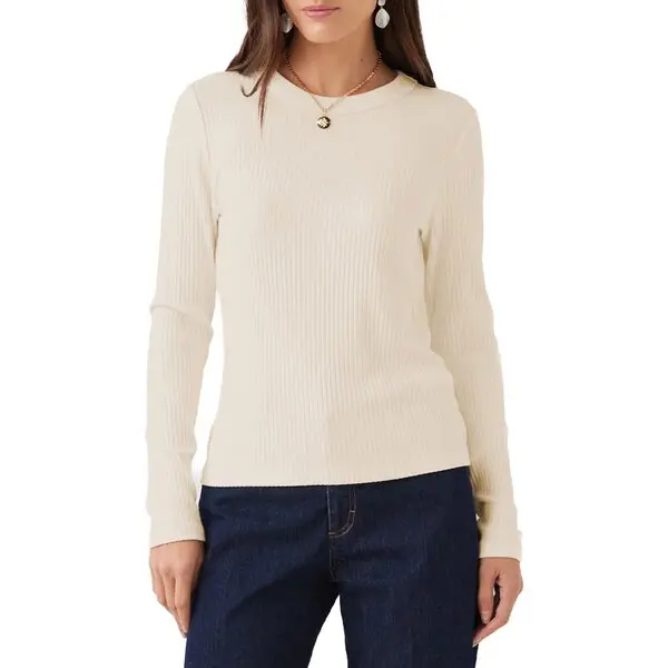 Karen Kane Ribbed Long Sleeve Top - Cream