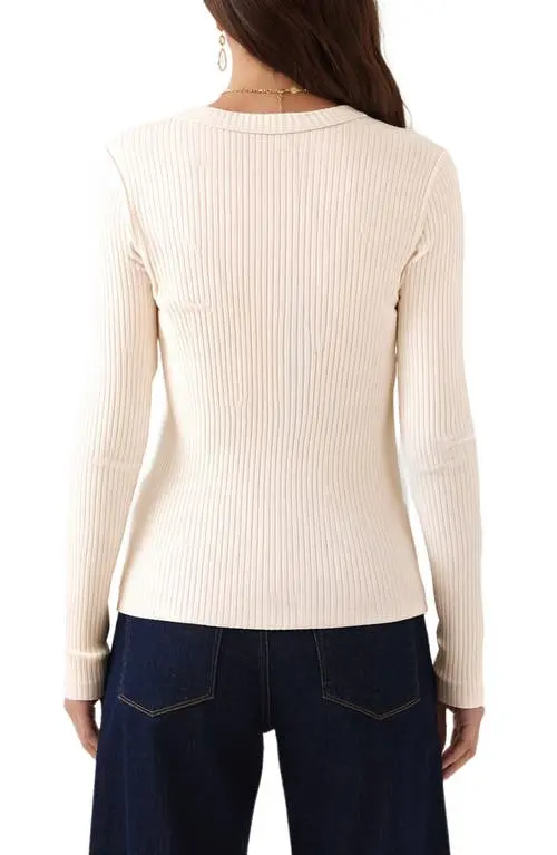 Karen Kane Ribbed Long Sleeve Top - Cream