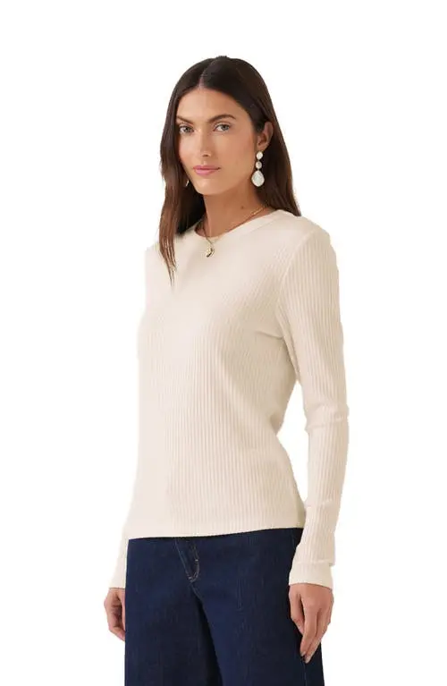 Karen Kane Ribbed Long Sleeve Top - Cream
