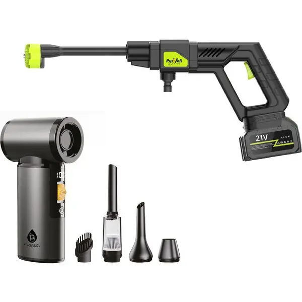 PURSONIC Powerful Cordless Pressure Washer & 3-in-1 Turbo Air System - Black