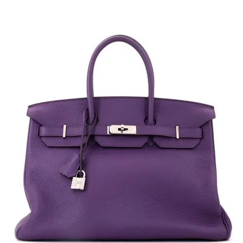 Hermès Birkin Handbag Purple Clemence With Palladium Hardware 35