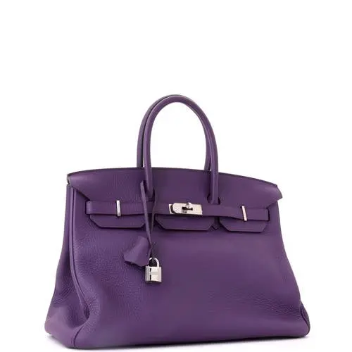 Hermès Birkin Handbag Purple Clemence With Palladium Hardware 35