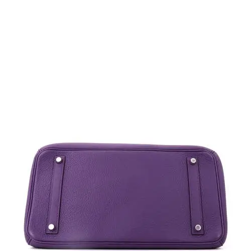 Hermès Birkin Handbag Purple Clemence With Palladium Hardware 35