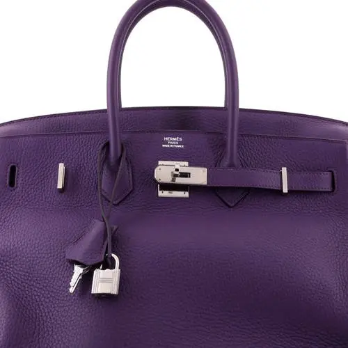 Hermès Birkin Handbag Purple Clemence With Palladium Hardware 35