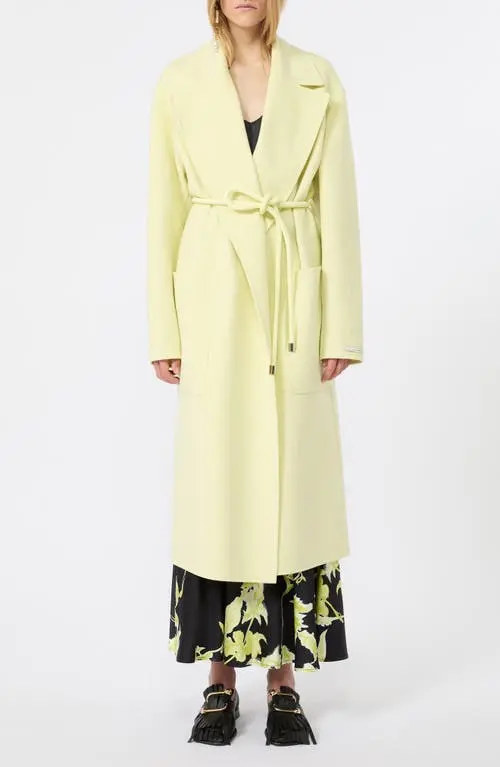 Sportmax Zannata Belted Vigin Wool Trench Coat - Light Yellow