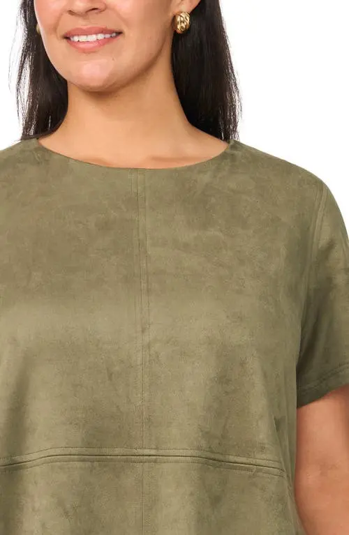 Vince Camuto Faux Suede Paneled Shift Minidress
