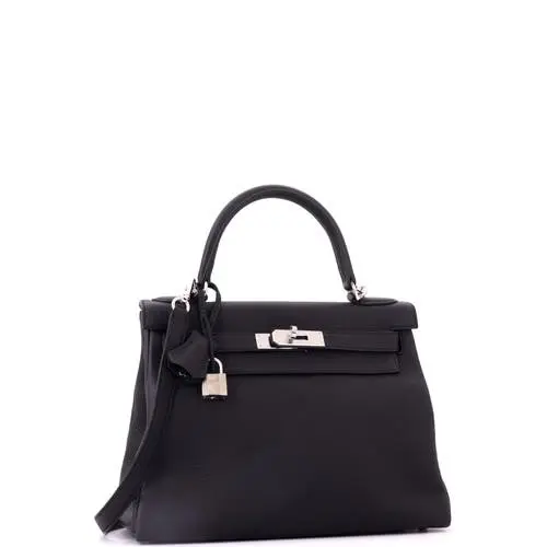 Hermès Kelly Handbag Togo With Palladium Hardware 28 - Black