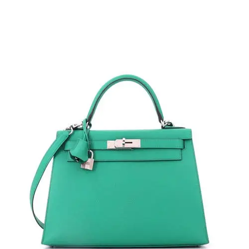 Hermès Kelly Handbag Epsom With Palladium Hardware 28 - Green