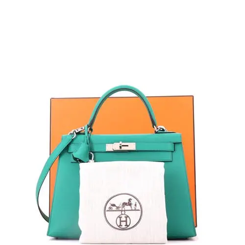 Hermès Kelly Handbag Epsom With Palladium Hardware 28 - Green