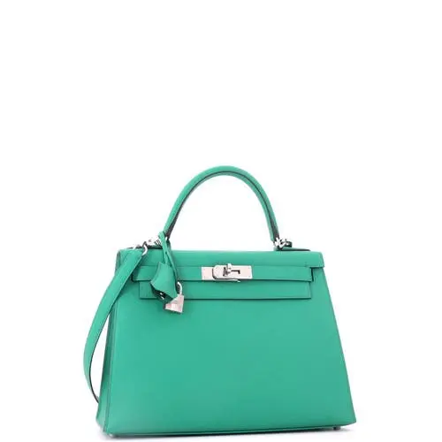 Hermès Kelly Handbag Epsom With Palladium Hardware 28 - Green