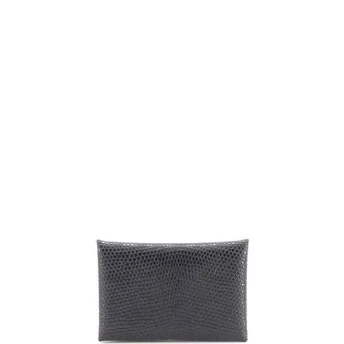 Hermès Calvi Card Holder Lizard - Black