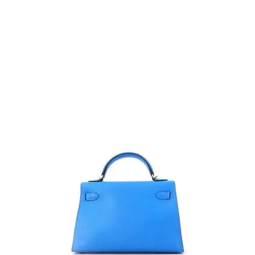 Hermès Kelly Mini Ii Bag Chevre Mysore With Gold Hardware 20 - Blue