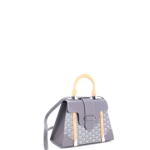 Goyard Saigon Top Handle Bag Coated Canvas With Leather Pm - Grey