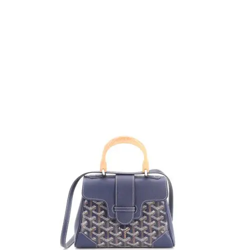 Goyard Saigon Top Handle Bag Coated Canvas With Leather Mini - Blue