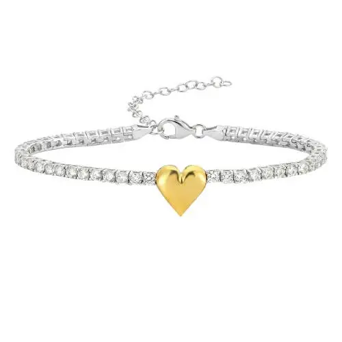 SPERO LONDON Sterling Heart Tennis Bracelet - Silver