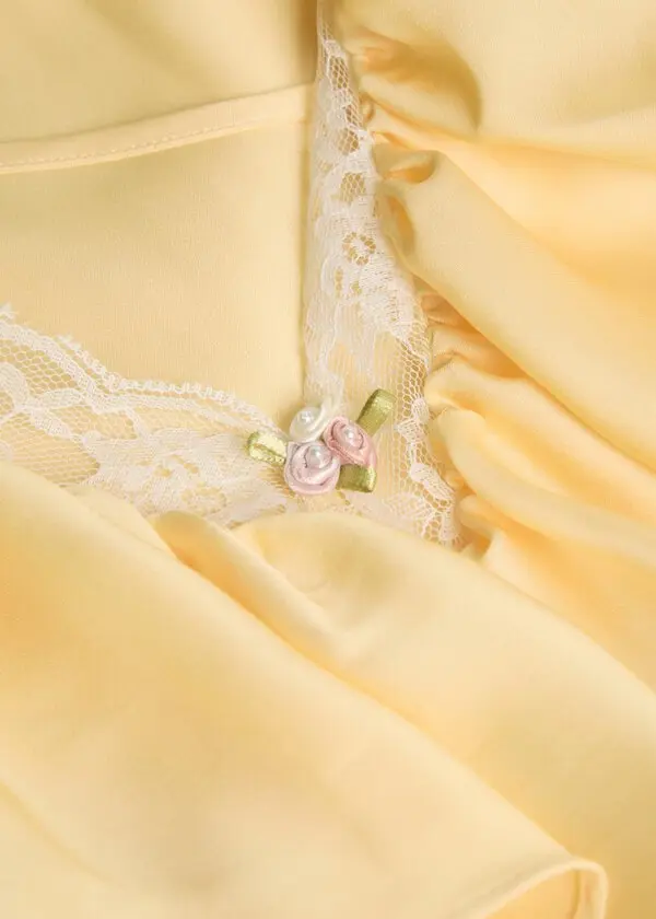 Ronny Kobo Gracie Silk-blend Maxi Dress With Lace Trim - Yellow