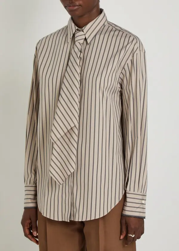 Brunello Cucinelli Striped Tie Cotton-poplin Shirt